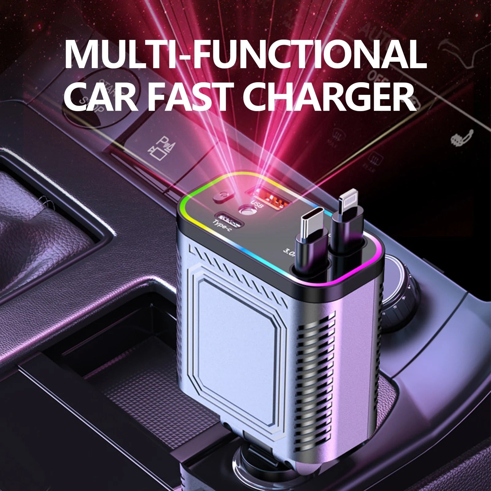 Roof LED 4 in 1 Retractable Car Charger – Genius Picks
