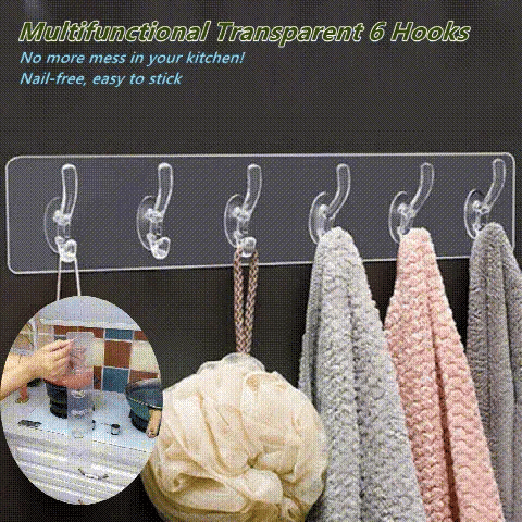 MULTIFUNCTIONAL TRANSPARENT 6 HOOKS – Genius Picks